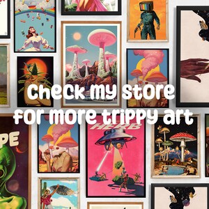 Trippy UFO Crash Art Print: Vintage Cosmic Wall Art - Etsy