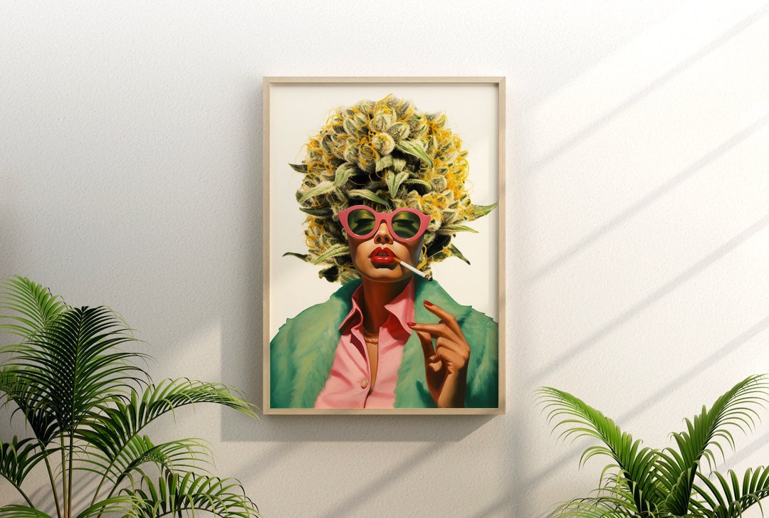 Pothead V2 ( Cannabis Art, Trippy Weed Art, Retro Surrealism, Vintage ...