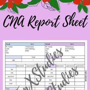 CNA Report Sheet, CNA Daily Flowsheet - Etsy