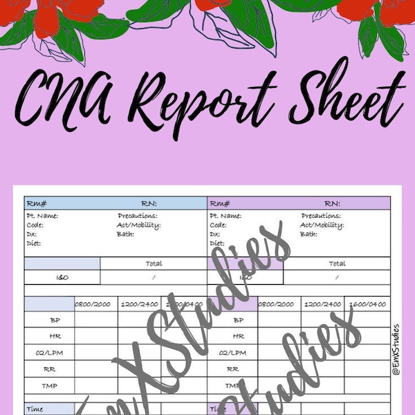 Cna Report Sheet - Etsy
