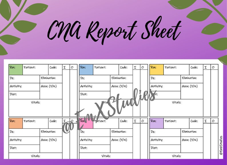 CNA Report Sheet CNA/ PCT Daily Flowsheet 6 and 9 Patient | Etsy CNA Report Sheet CNA/ PCT Daily Flowsheet 6 and 9 Patient | Etsy