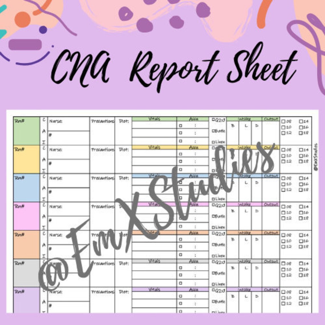 CNA Report Sheet Night and Day Shift - Etsy