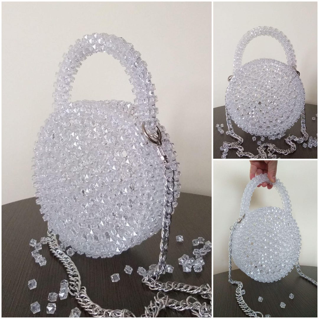 Transparent Bead Bag Elegant Round Handbag Wedding Crystal Bag Bridal ...