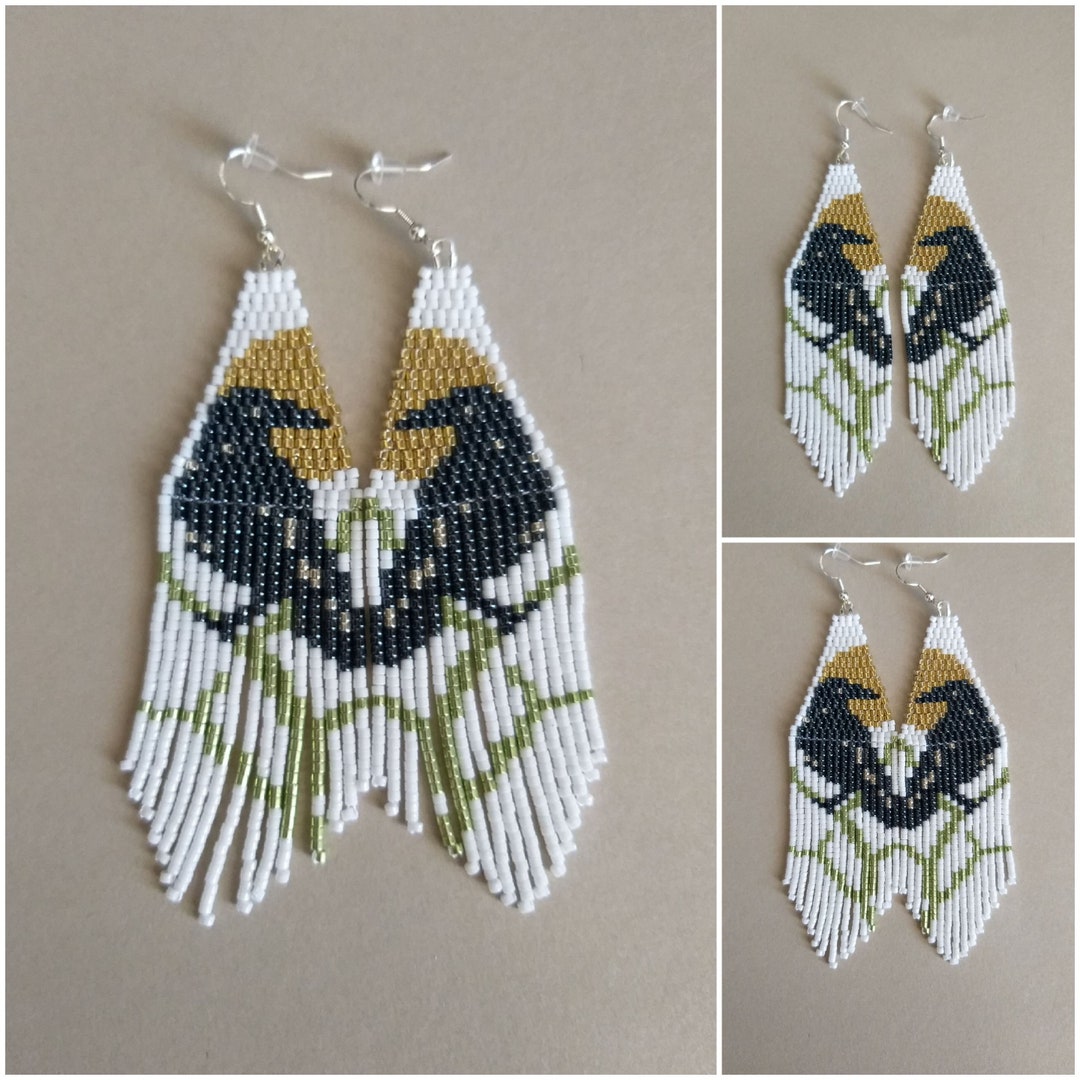 Black Crow Earrings Raven Beaded Jewelry Mystical Bird - Etsy
