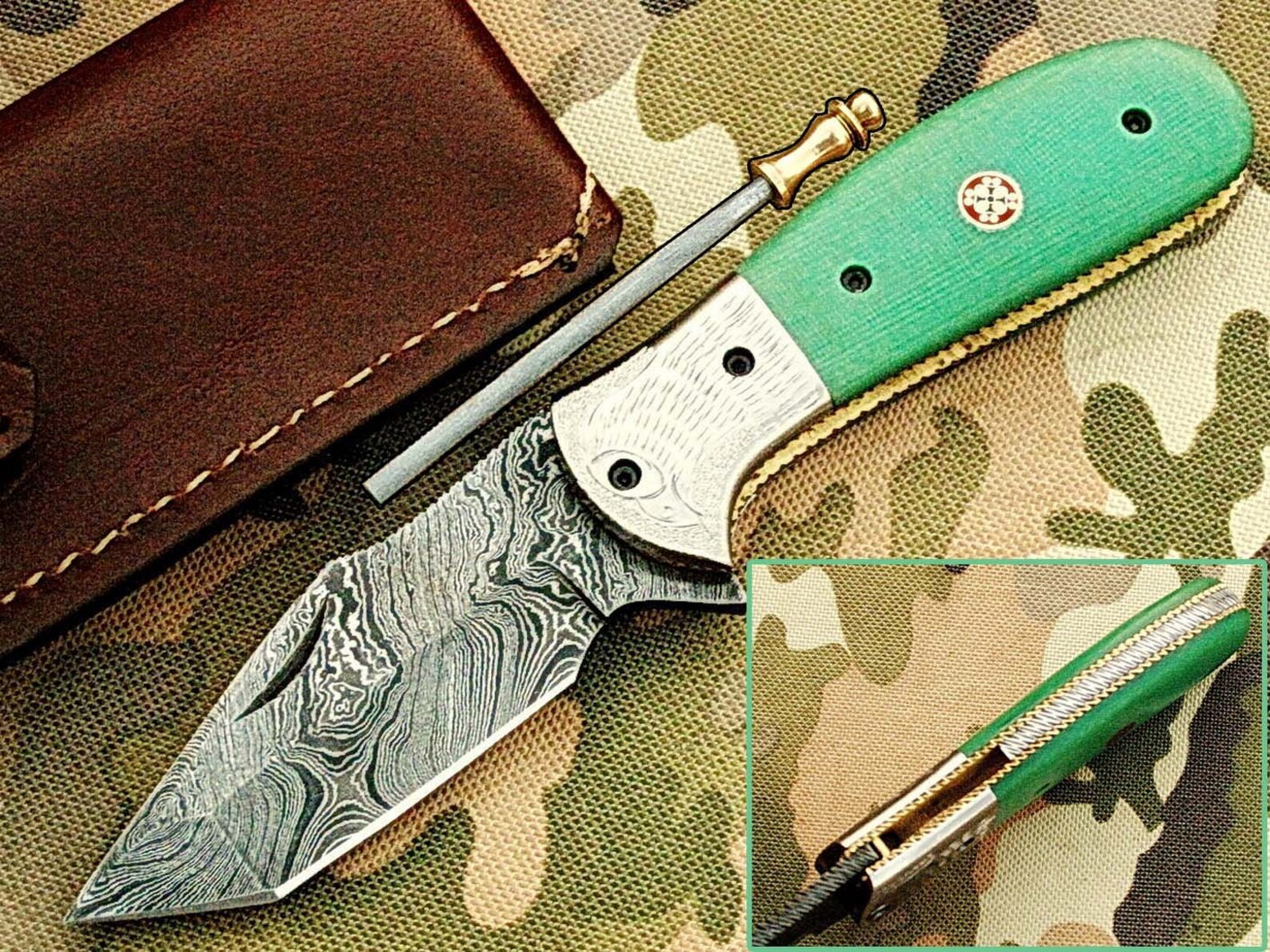 Handmade Real Damascus Steel 7.2 Folding Pocket Knife - Etsy