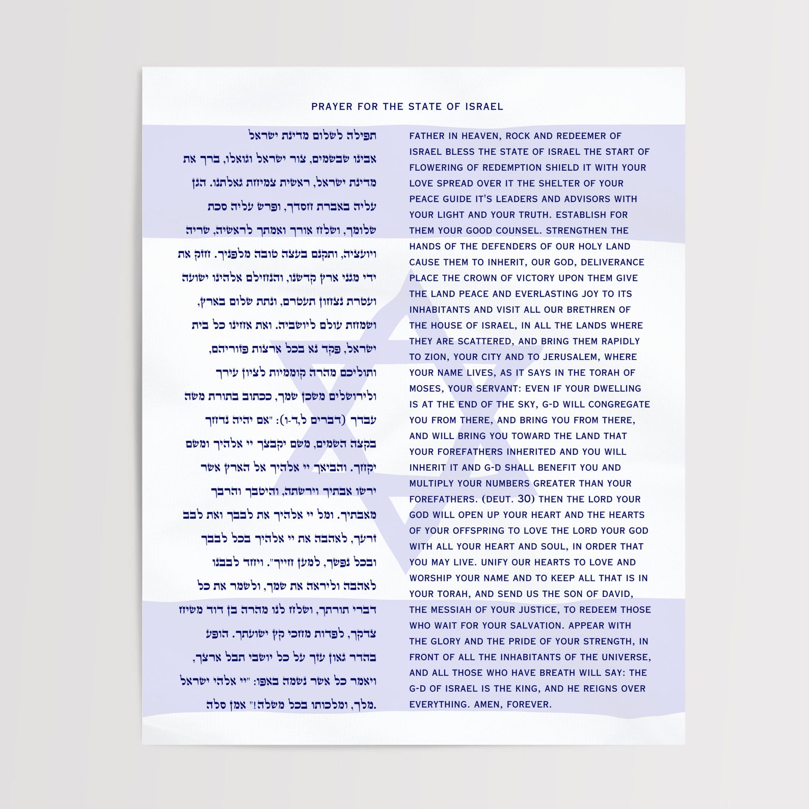 Israeli Flag Prayer for Israel Art Print - Support the Land of Israel ...