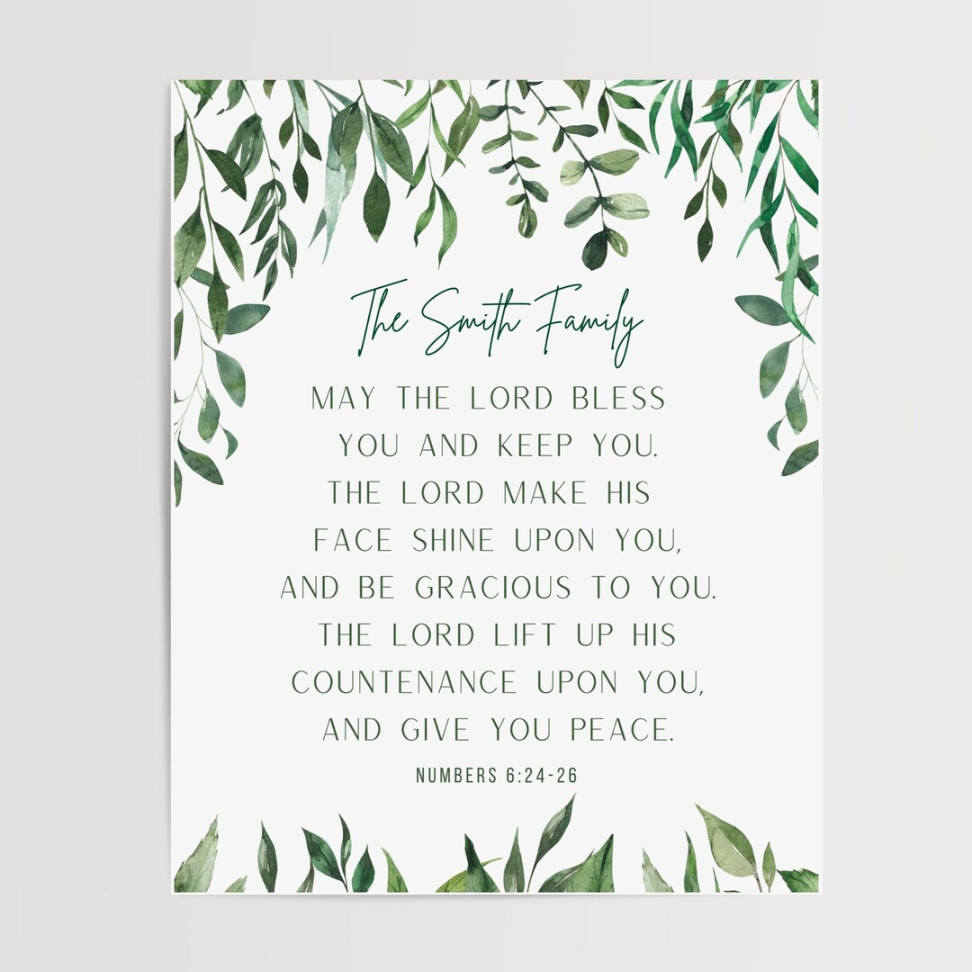 Aaronic Blessing Numbers 6:24-26 Personalized Jewish Wall Decor Sign ...