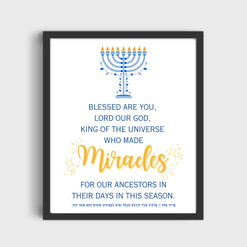 Chanukah Prayer Blessing for Menorah Candle Lighting Hanukkah ...