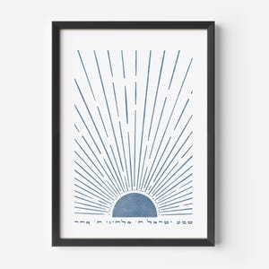 Jewish Morning Blessings Artwork Hebrew Shema and Modeh Ani Wall Decor ...