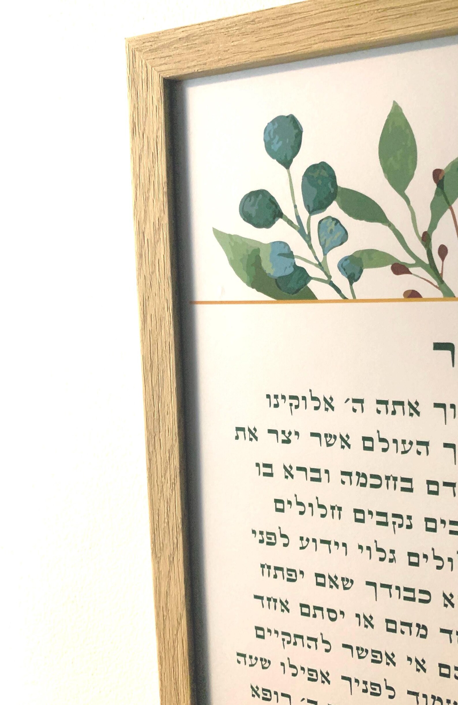 Asher Yatzar Bracha in Hebrew & English Asher Yatzar Framed Wall ...