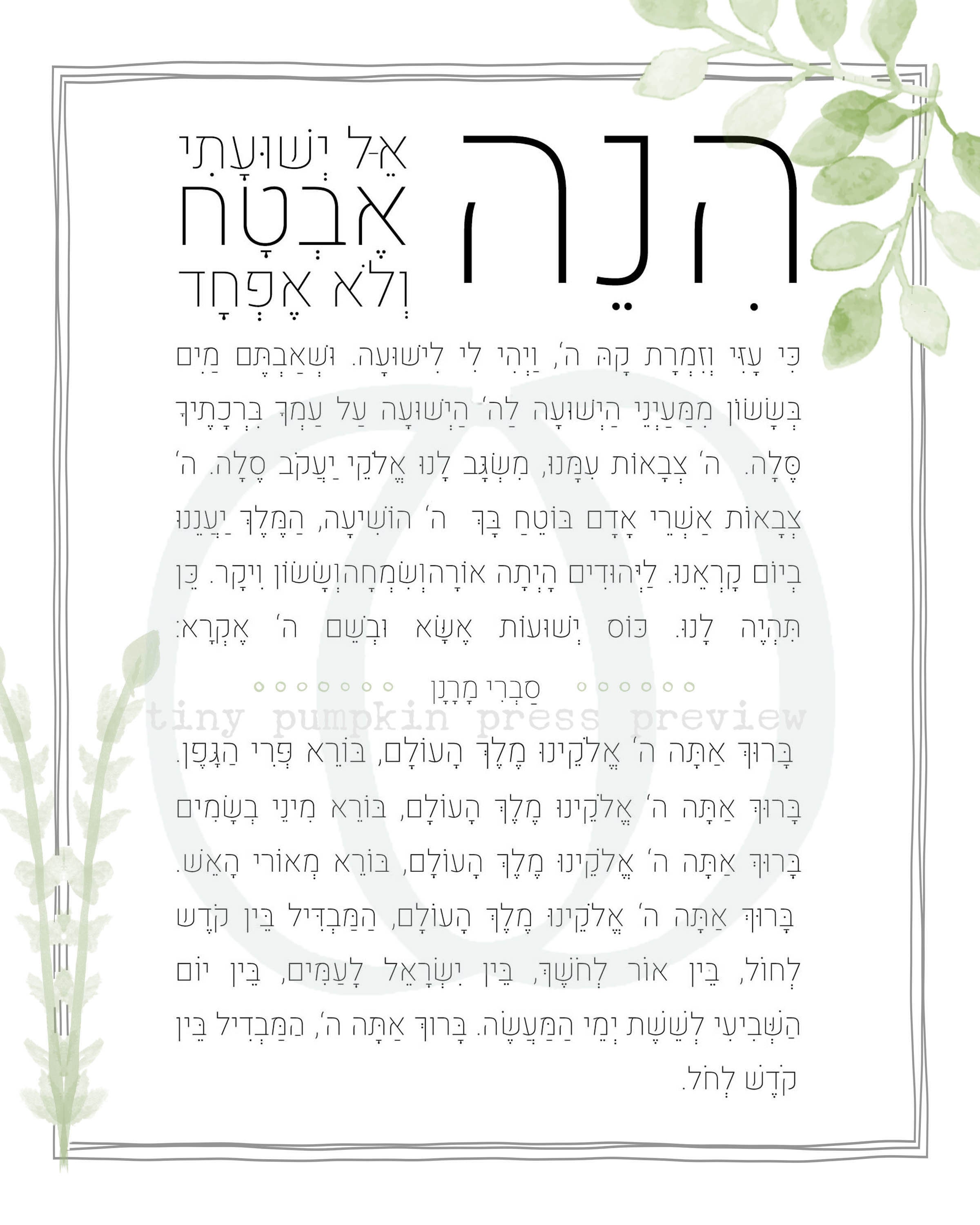 Havdalah Printable, Havdalah Wall Art, Jewish Wall Art, Jewish Art ...