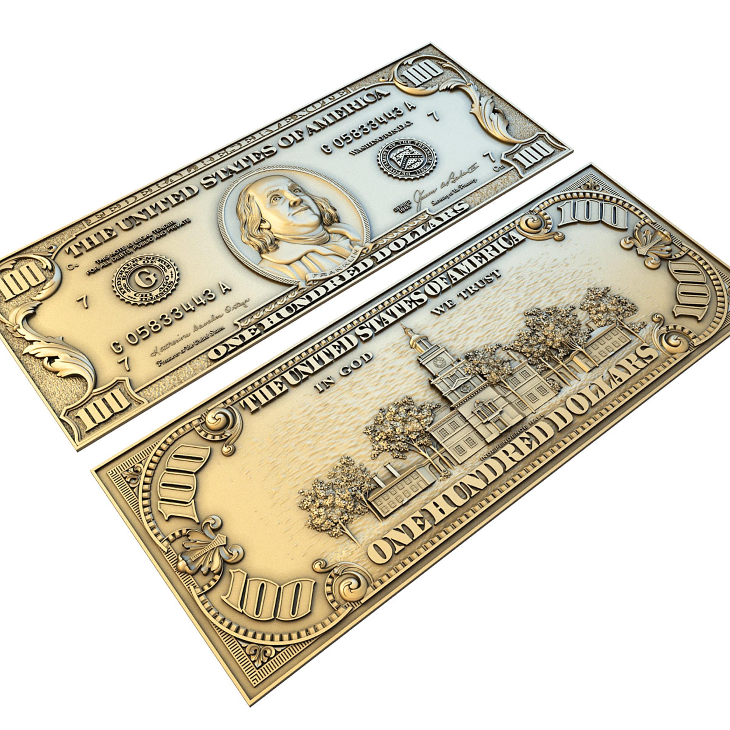 3D stl model 100 dollar bill | Etsy