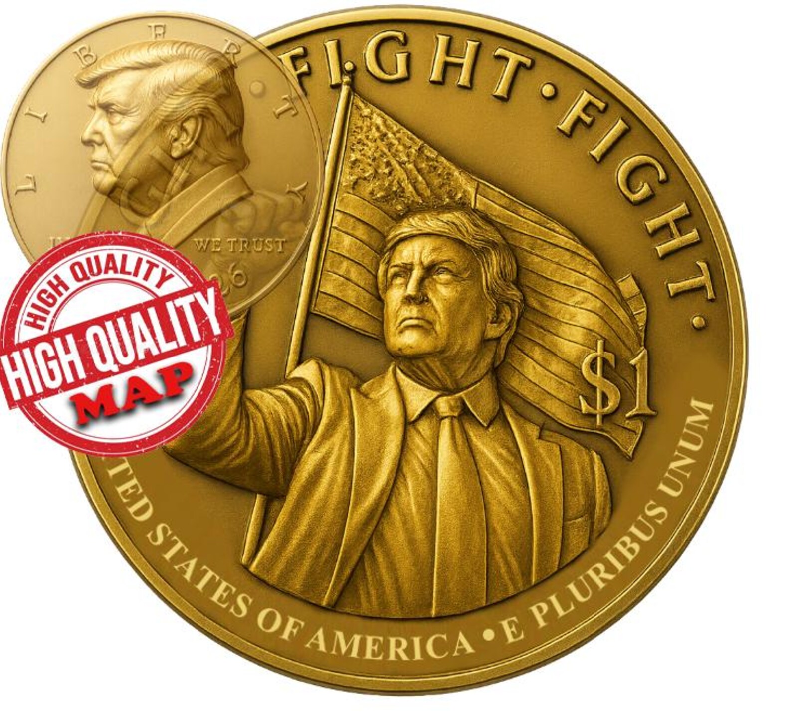 Trump Coin, Front and Back. DEPTH MAP - Etsy