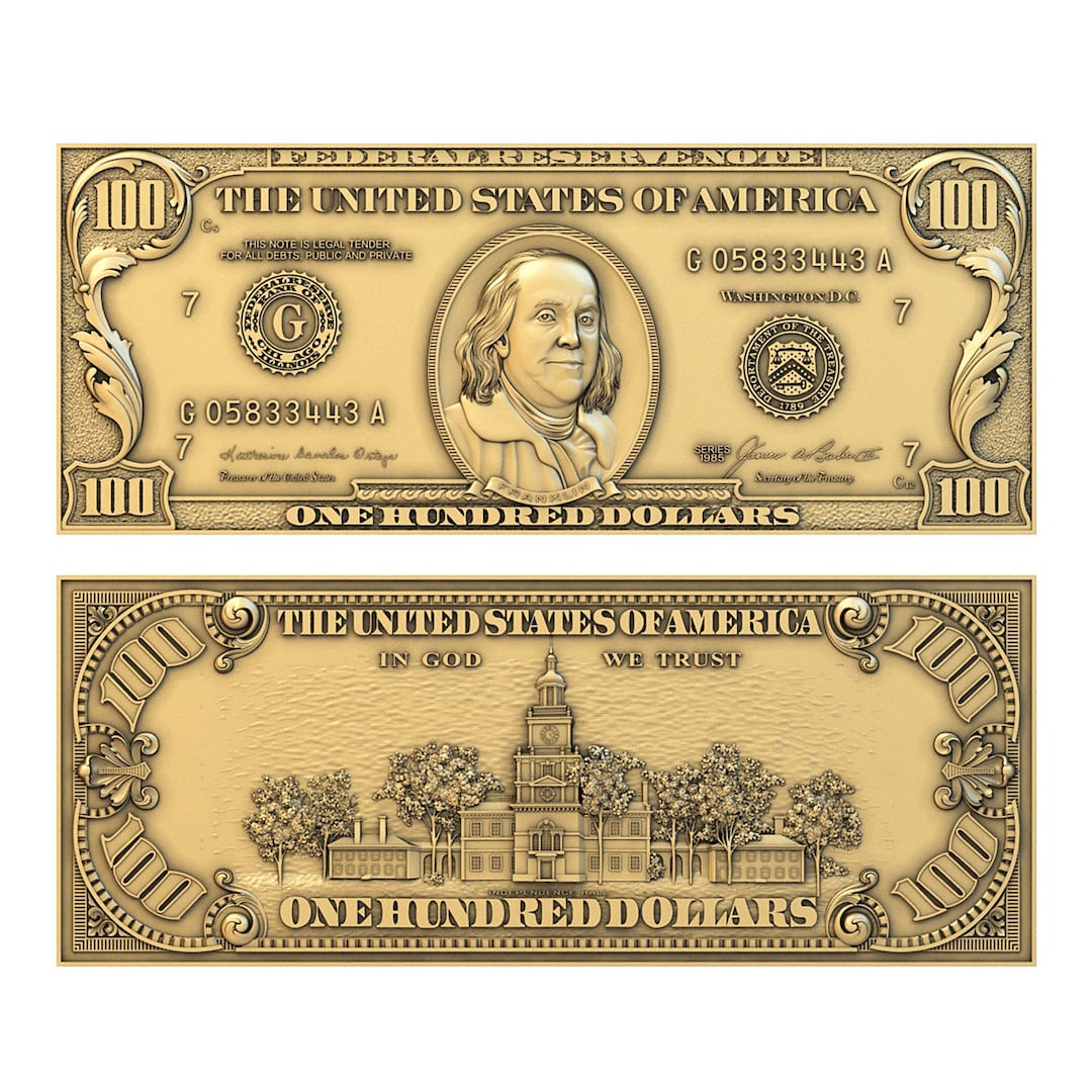 3D Stl and Grayscale Format Model 100 Dollar Bill - Etsy