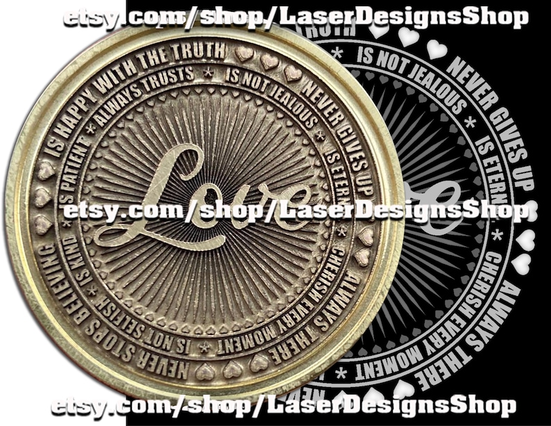 Love Coin Stl and Grayscale Format. - Etsy
