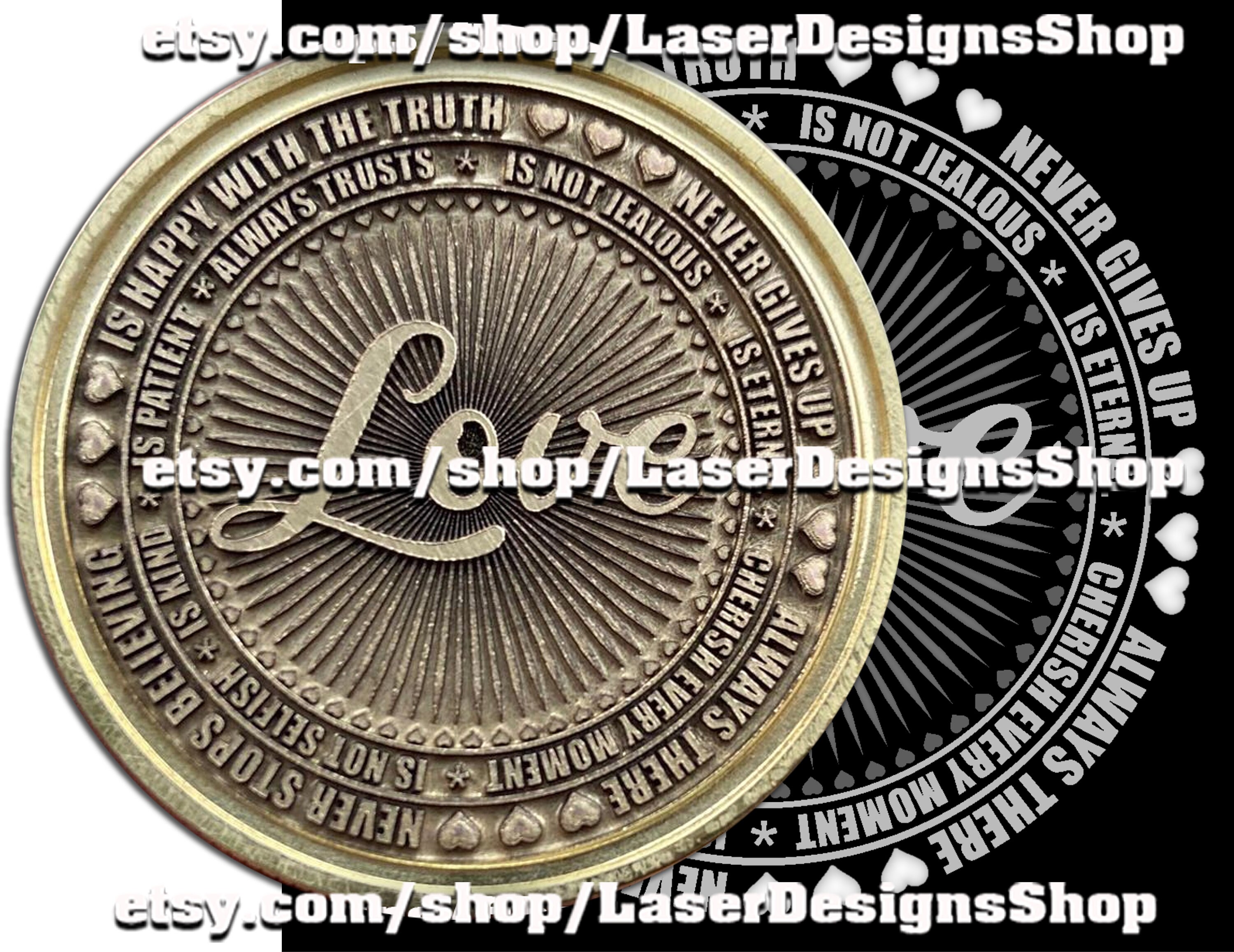 Love Coin Stl and Grayscale Format. - Etsy