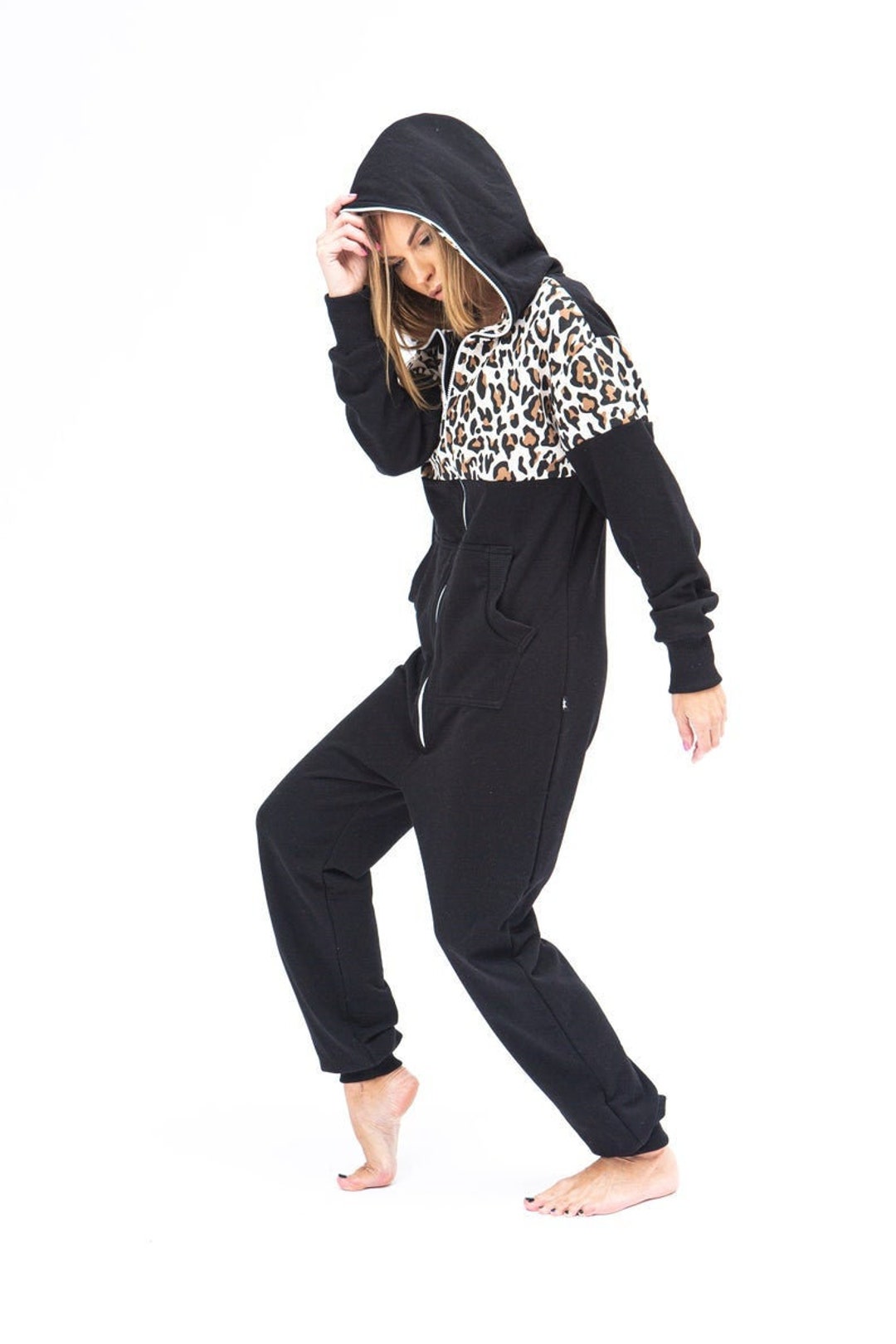 Adult Onesie Pajamas, Black Overall, Unisex Adult Onesie, Animal ...