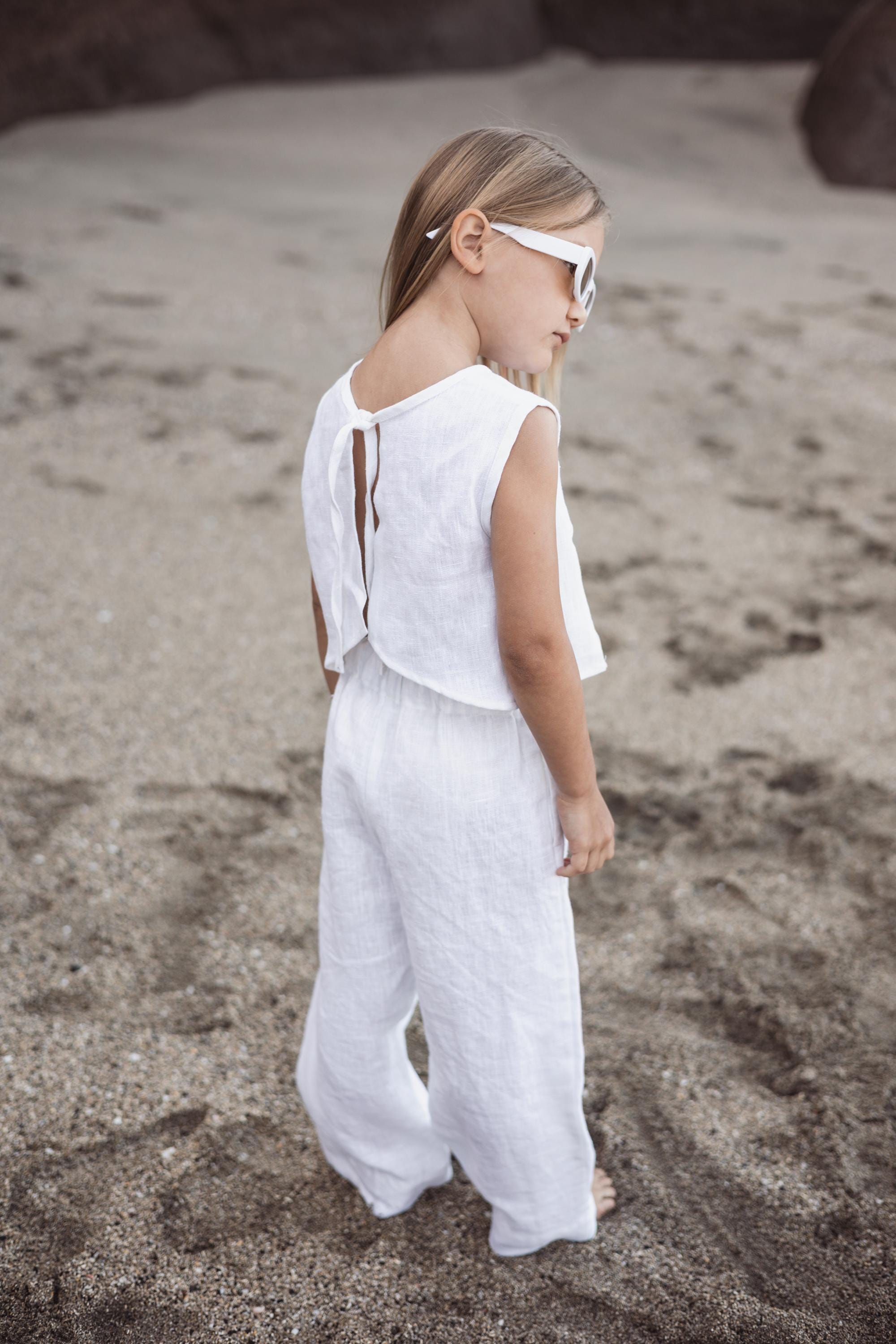 White Linen Girl Set - Etsy