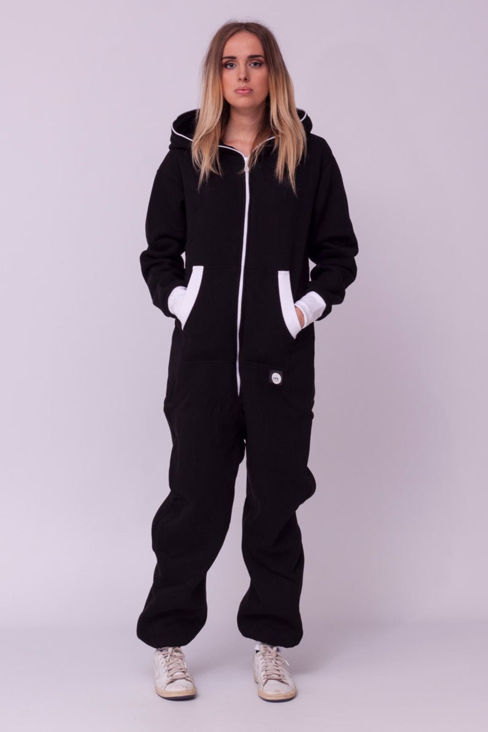 Adult Onesie, Black Unisex Adult Onesie, Hooded Pyjamas, Adult ...