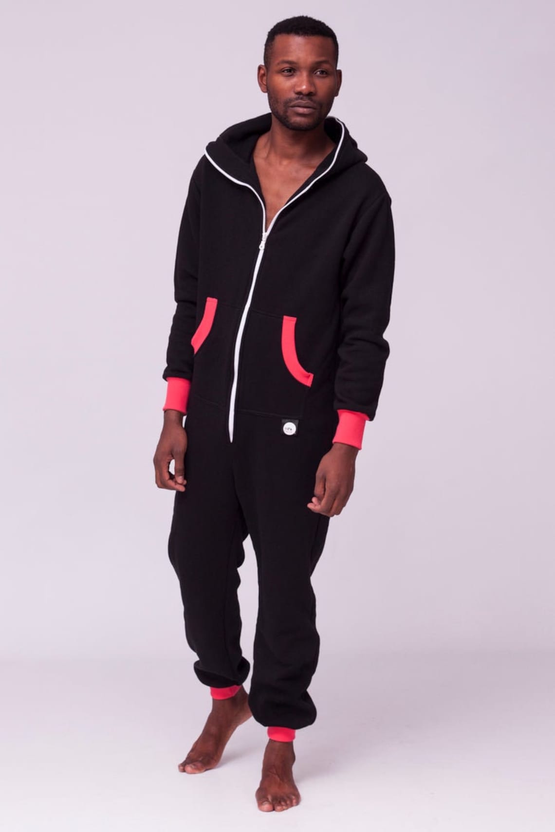 Adult Onesie, Black Unisex Adult Onesie, Hooded Pyjamas, Adult ...