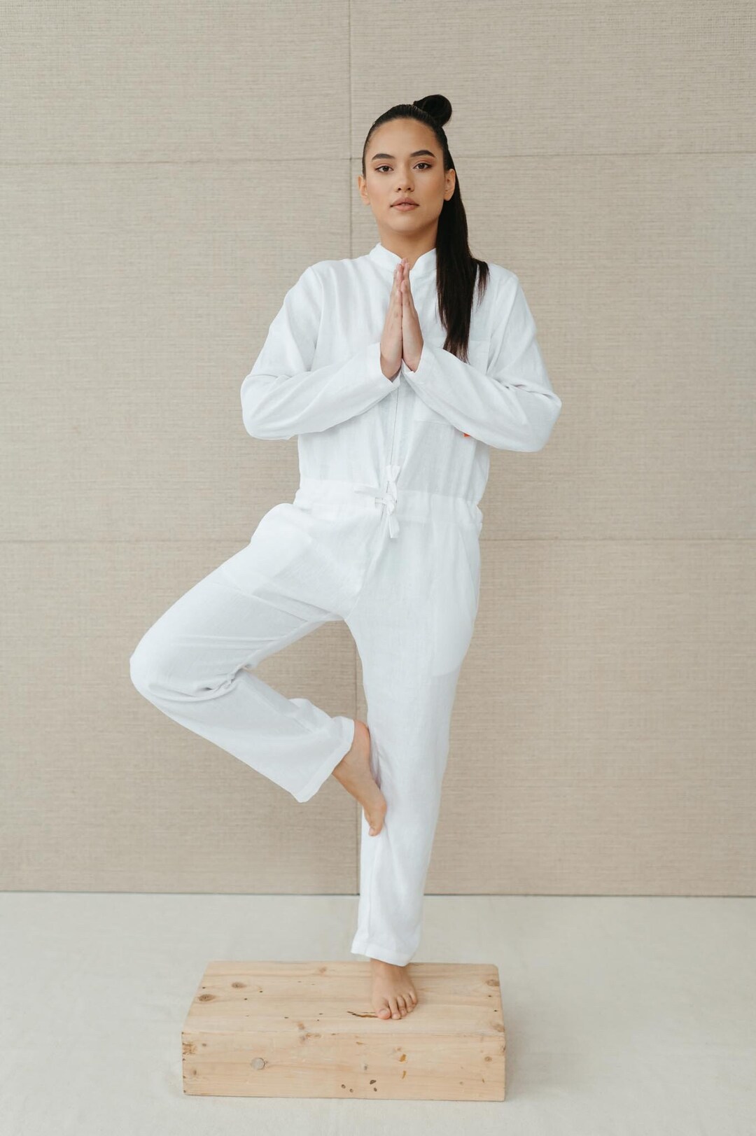 Natural White Linen Unisex Adult Onesie, Women Jumpsuits, Organic and ...