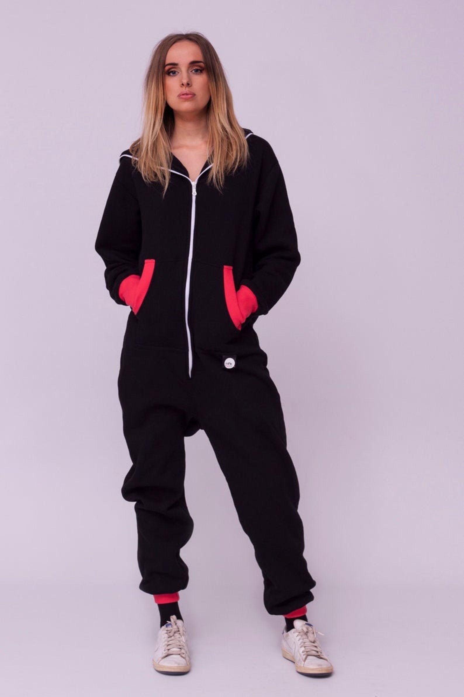 Adult Onesie, Black Unisex Adult Onesie, Hooded Pyjamas, Adult ...