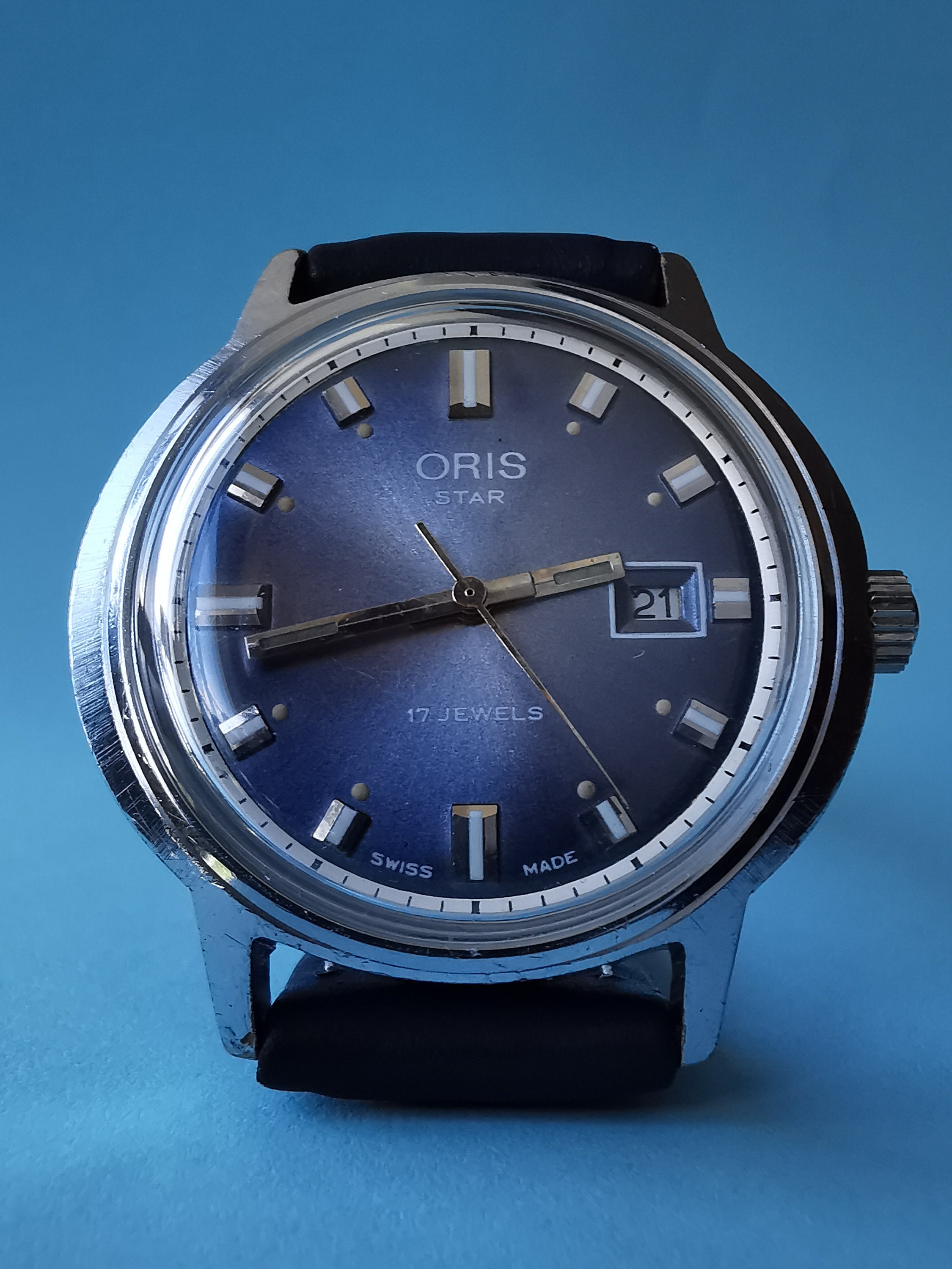 Oris Star Men Watch, Vintage, 70s, 17jewels, Date, Blue Dial - Etsy