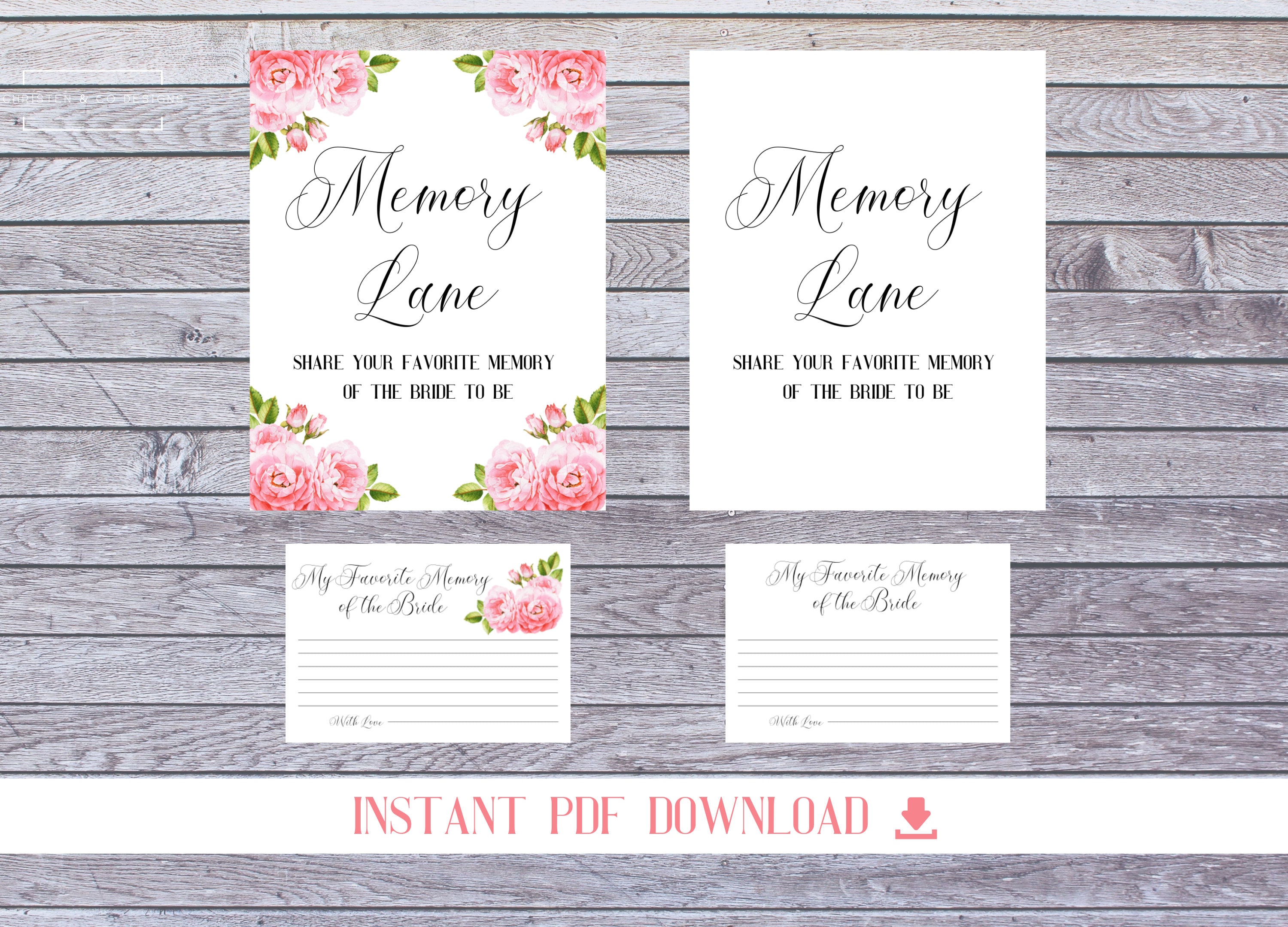 Memory Lane Sign and Notecard Printable | 2 Designs • Bachelorette ...