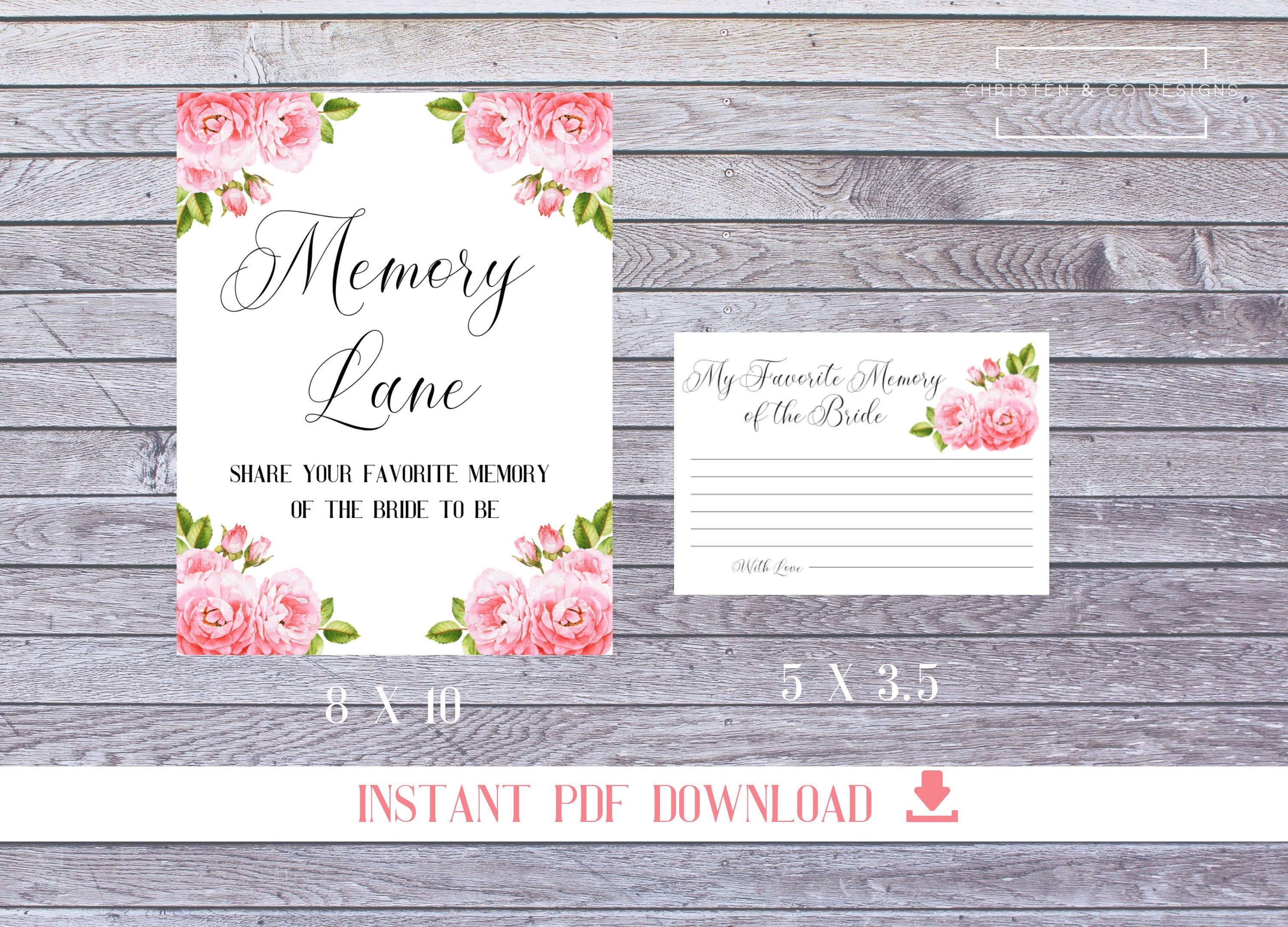 Memory Lane Sign and Notecard Printable | 2 Designs • Bachelorette ...