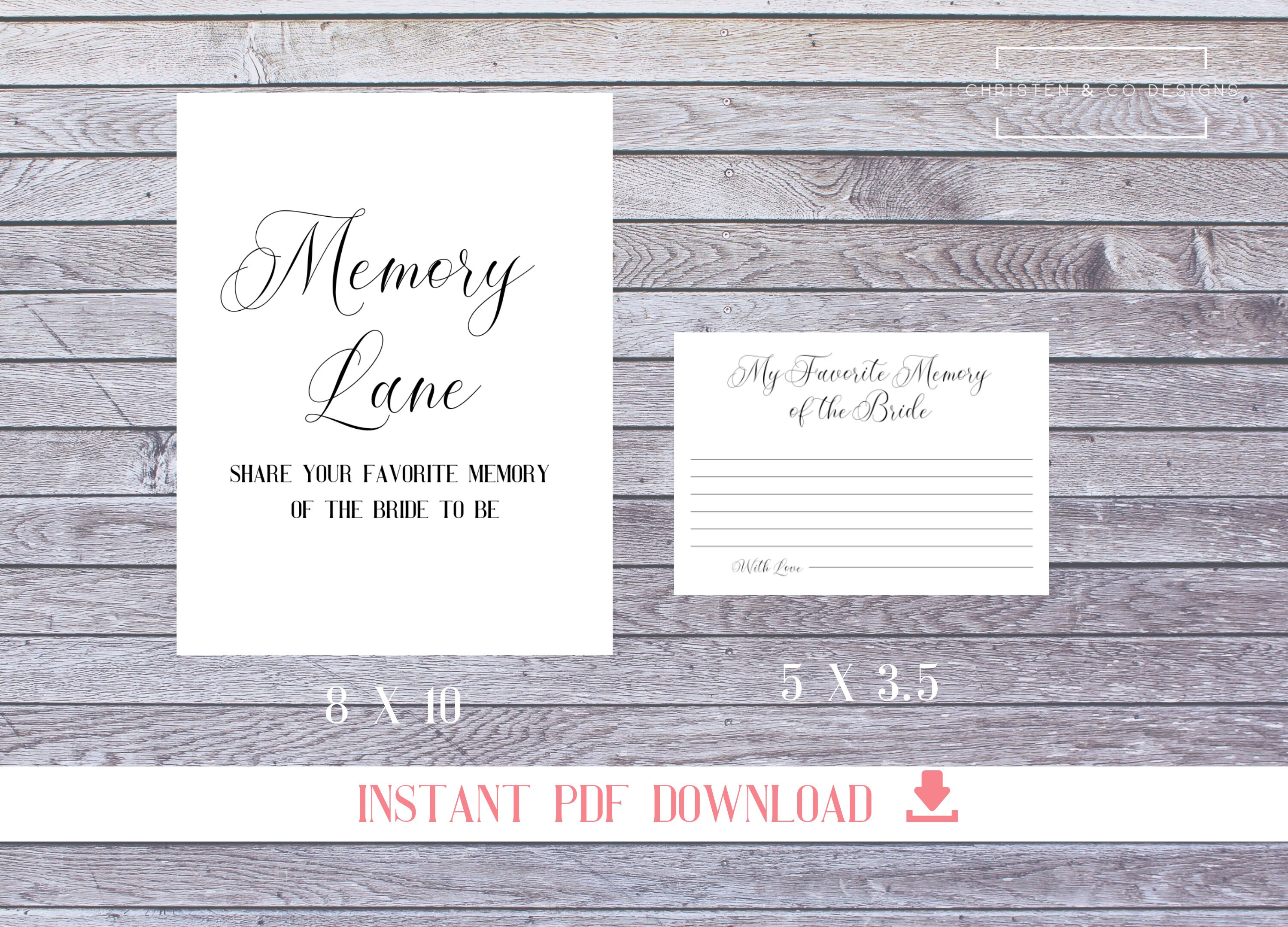 Memory Lane Sign and Notecard Printable | 2 Designs • Bachelorette ...