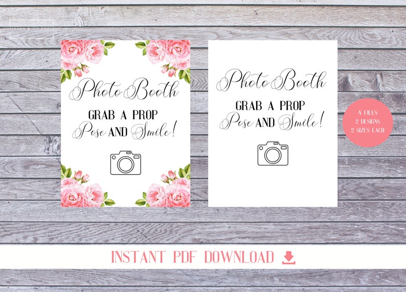 Photo Booth Sign Printable | 2 Designs • 2 Sizes • Baby Shower ...