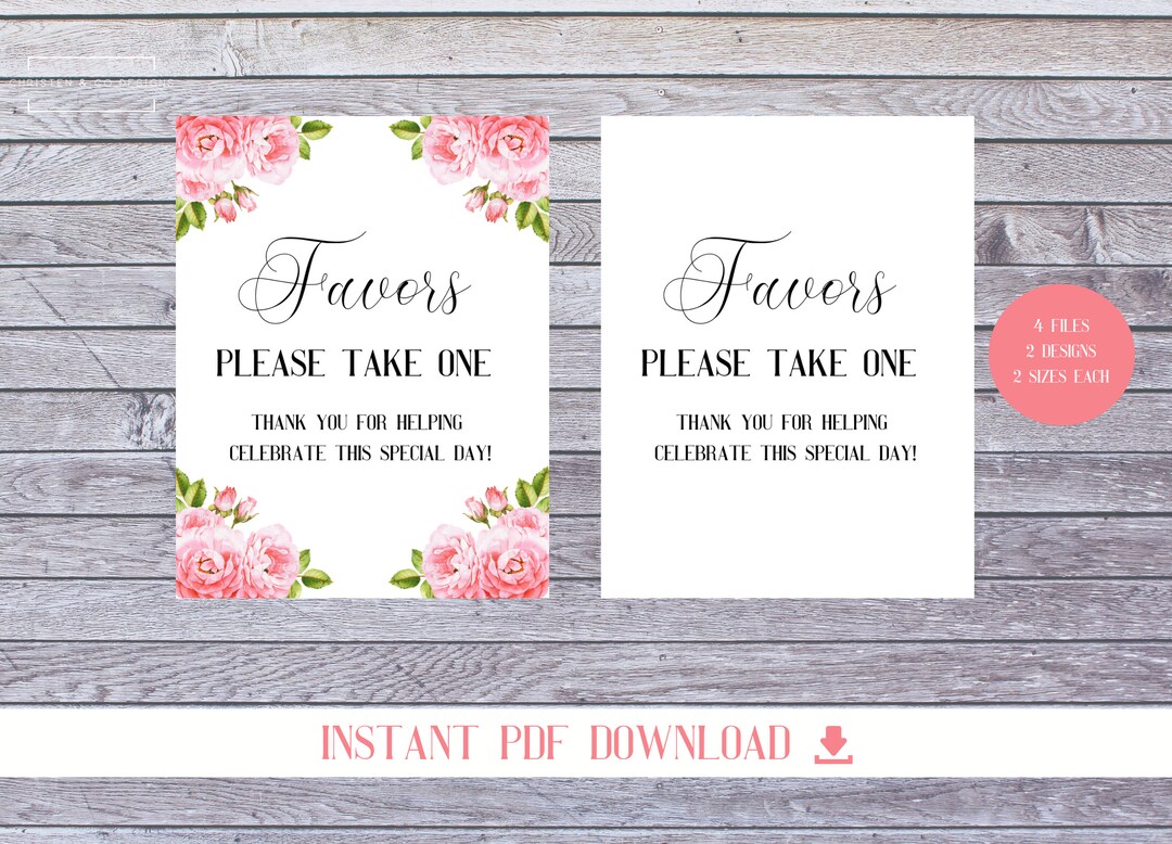 Party Favor Sign Printable | 2 Designs • 2 Sizes • Baby Shower ...