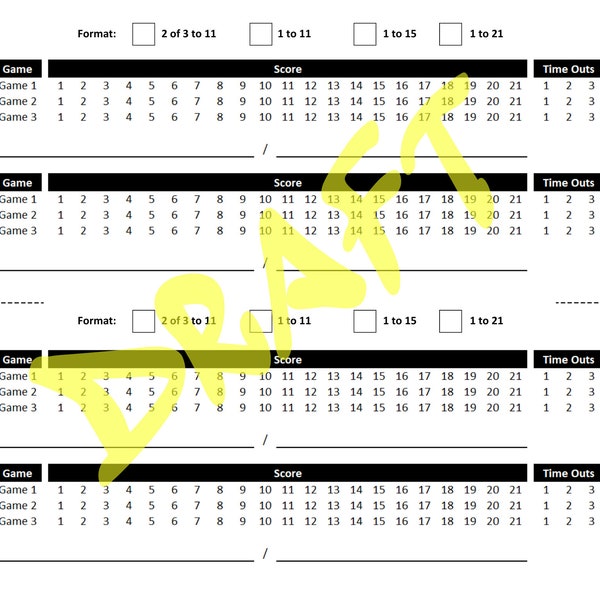 Pickle Ball Score Sheet - Etsy