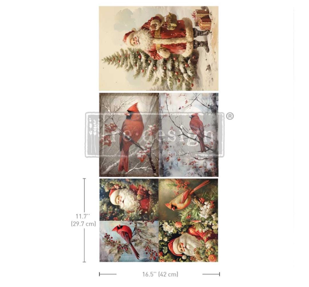 Redesign With Prima "festive Cardinal" Decoupage Decor Paper Pack, A3 ...