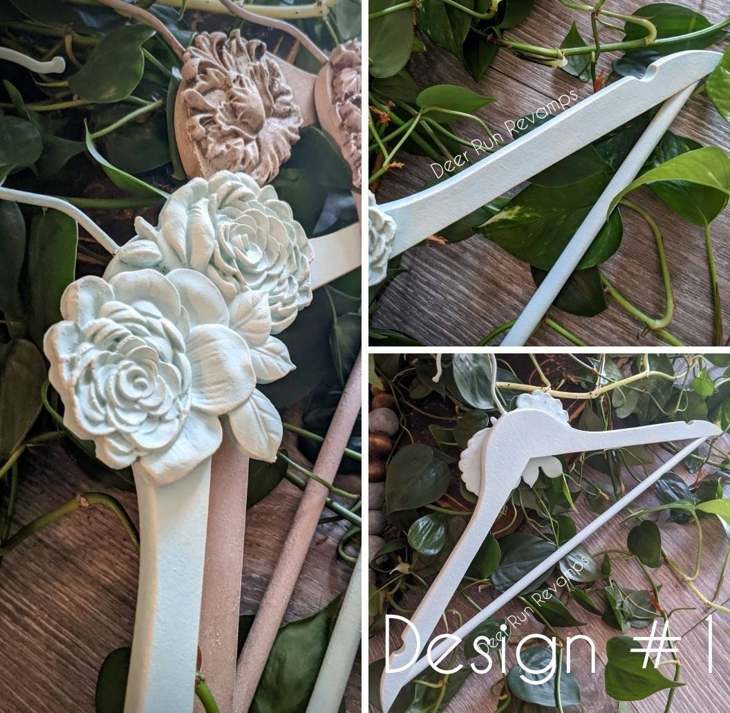 Hand Painted Wedding Dress Hanger With Flowers & Designs, Wooden ...