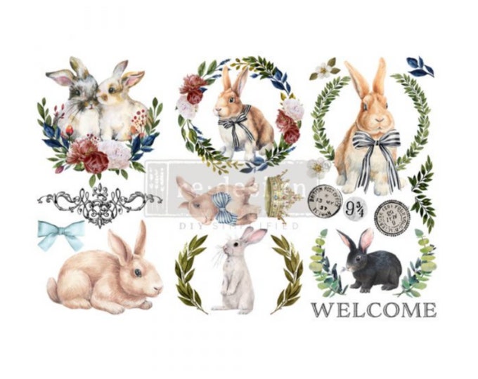 Redesign With Prima "cottontail" Decor Mini Transfer, Small Rub on ...