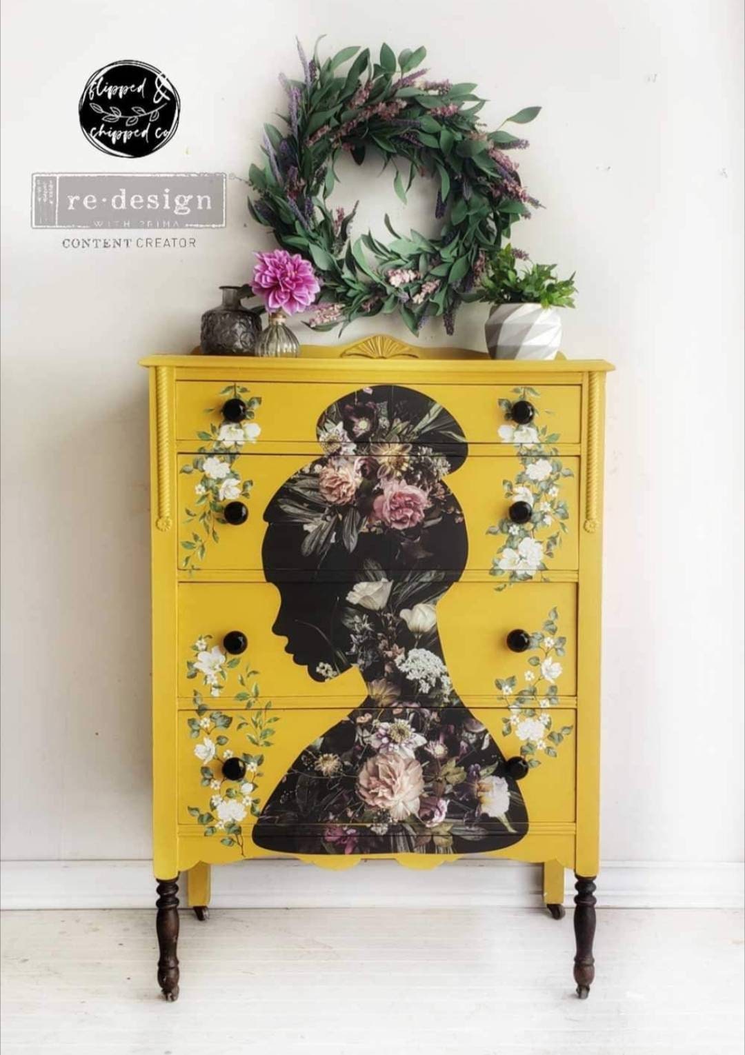 Redesign With Prima "floral Silhouette" Decor Transfer, Rub on Image ...