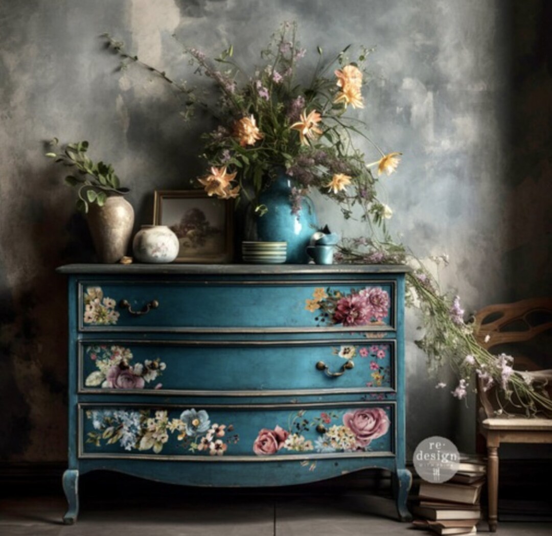 Redesign With Prima ruby Rose Decor Transfer, Rub on Floral Image ...