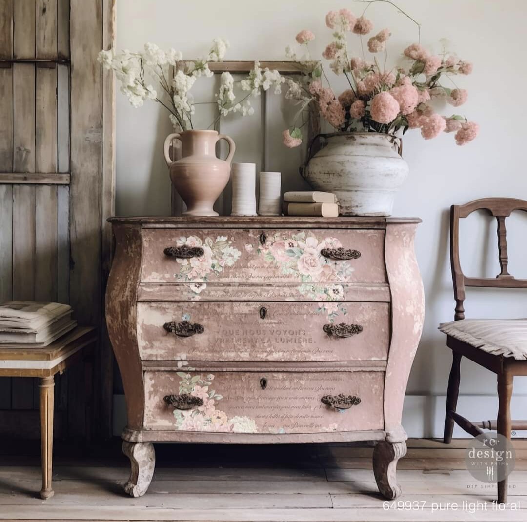 Redesign With Prima pure Light Floral Decor Transfer, Floral Rub on ...