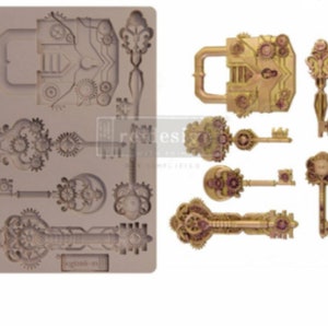Redesign With Prima "mechanical Lock & Keys" Decor Mould, Silicone Mold ...