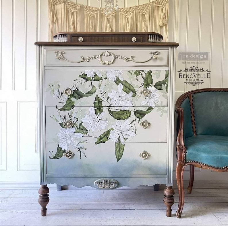 Redesign With Prima "peaceful Garden" Decor Transfer, Rub on Paintable ...