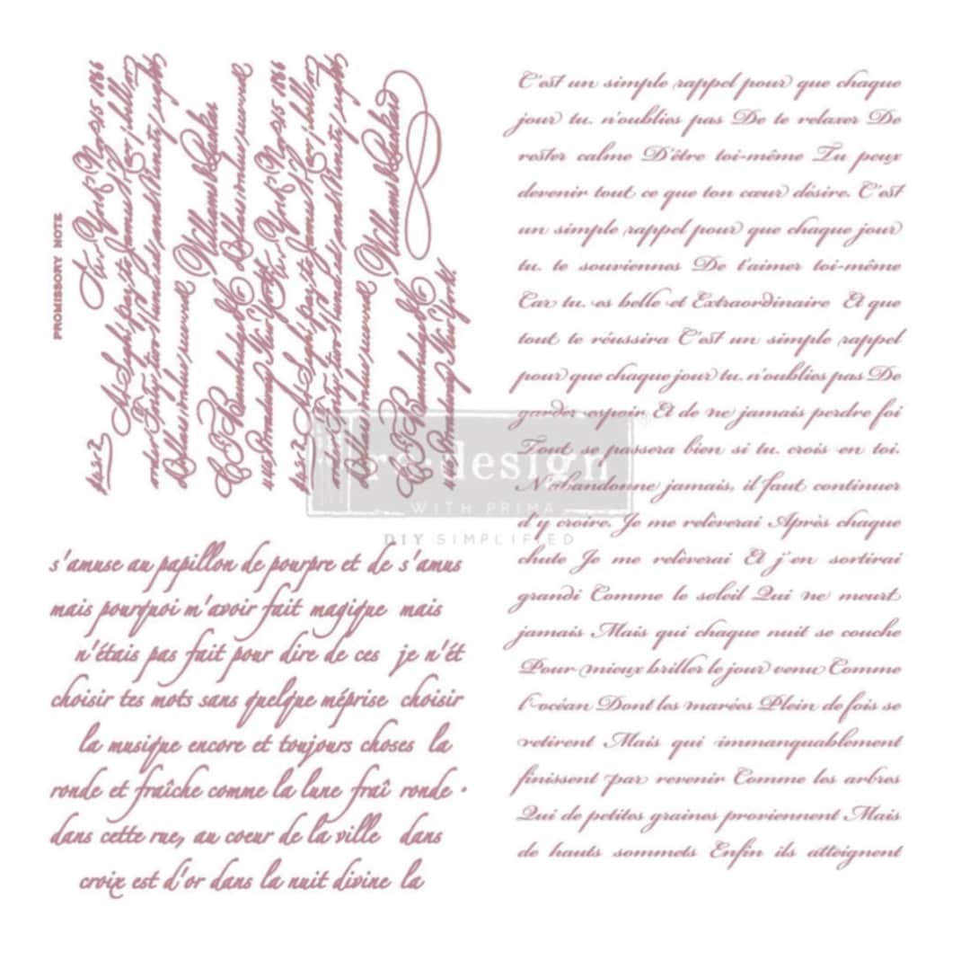 Redesign With Prima "vintage Script" Clearly Aligned Decor Stamp, Clear ...