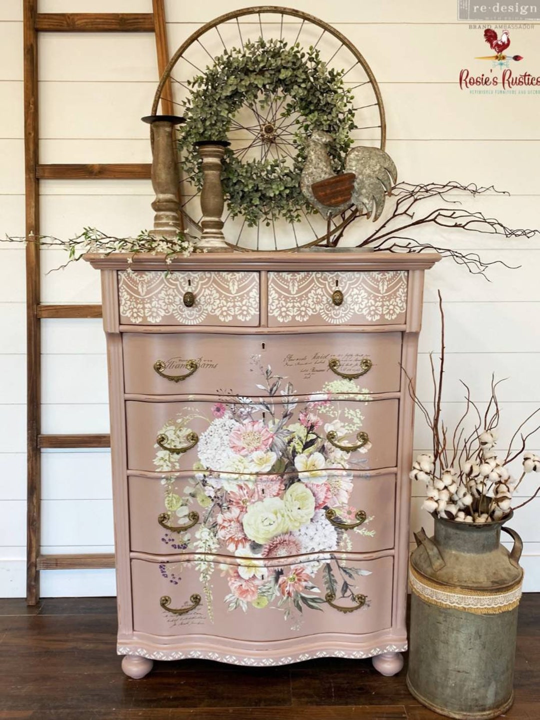 Life in Full Bloom Decor Transfer, Floral Rub on Furniture Image ...