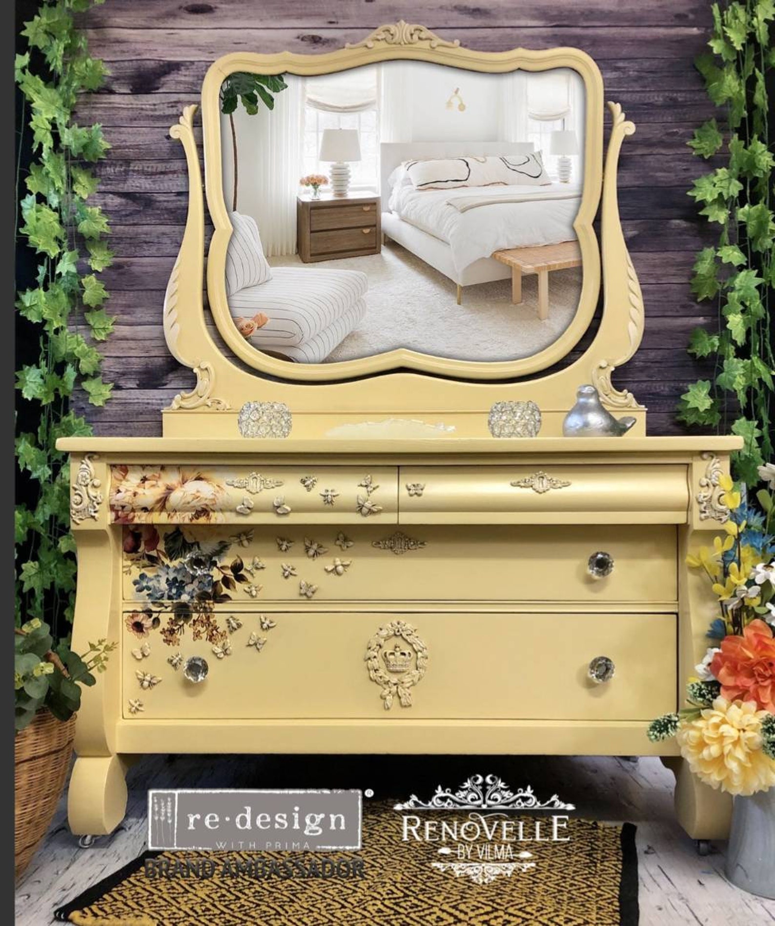 Redesign With Prima ruby Rose Decor Transfer Rub - Etsy