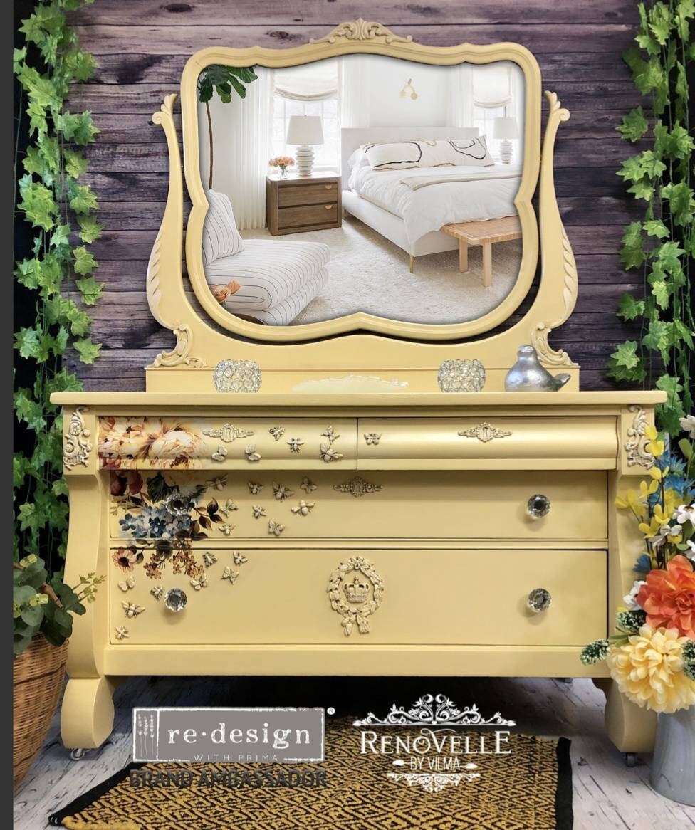 Redesign With Prima "ruby Rose" Decor Transfer, Rub on Floral Image ...