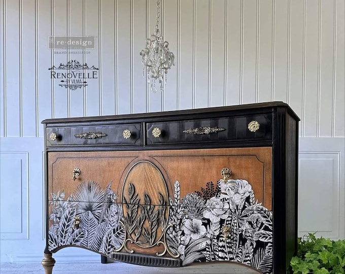 Redesign With Prima midnight Floral Decor Transfer, Rub on Image ...