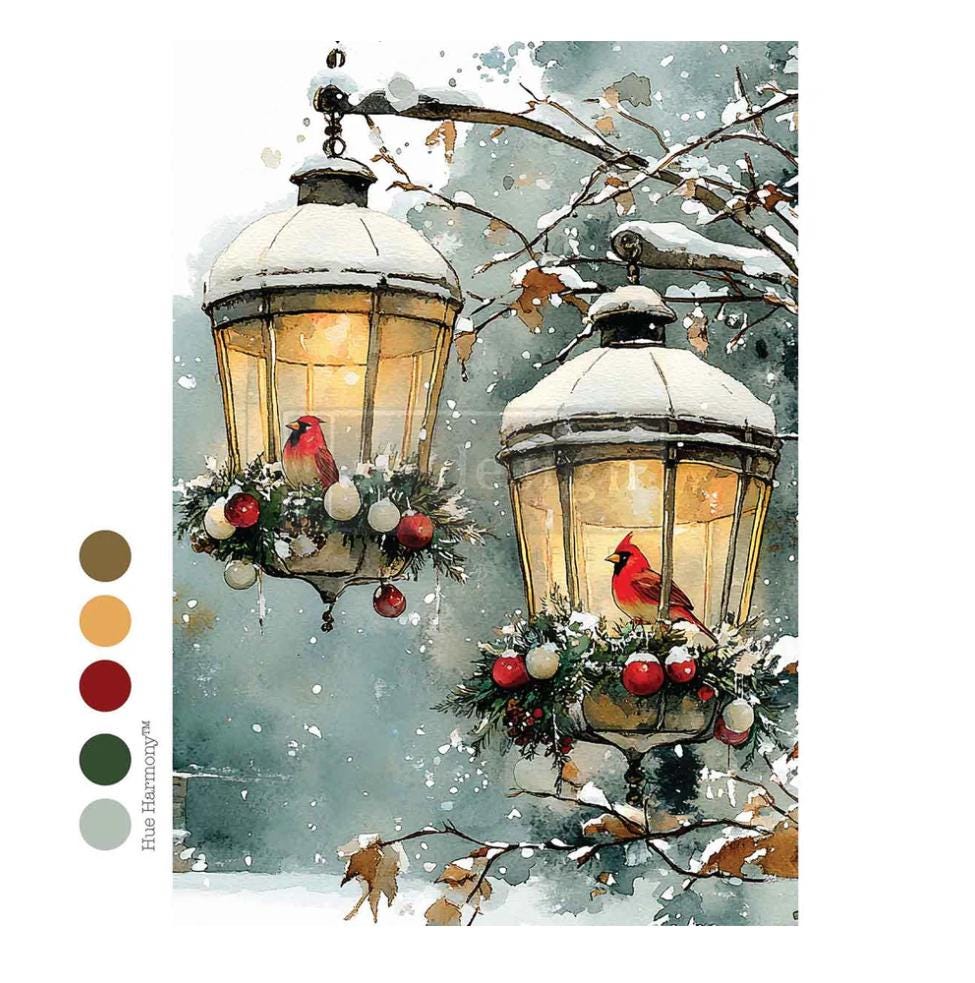 New! Redesign With Prima CARDINAL CHRISTMAS A4 Decoupage Paper ...