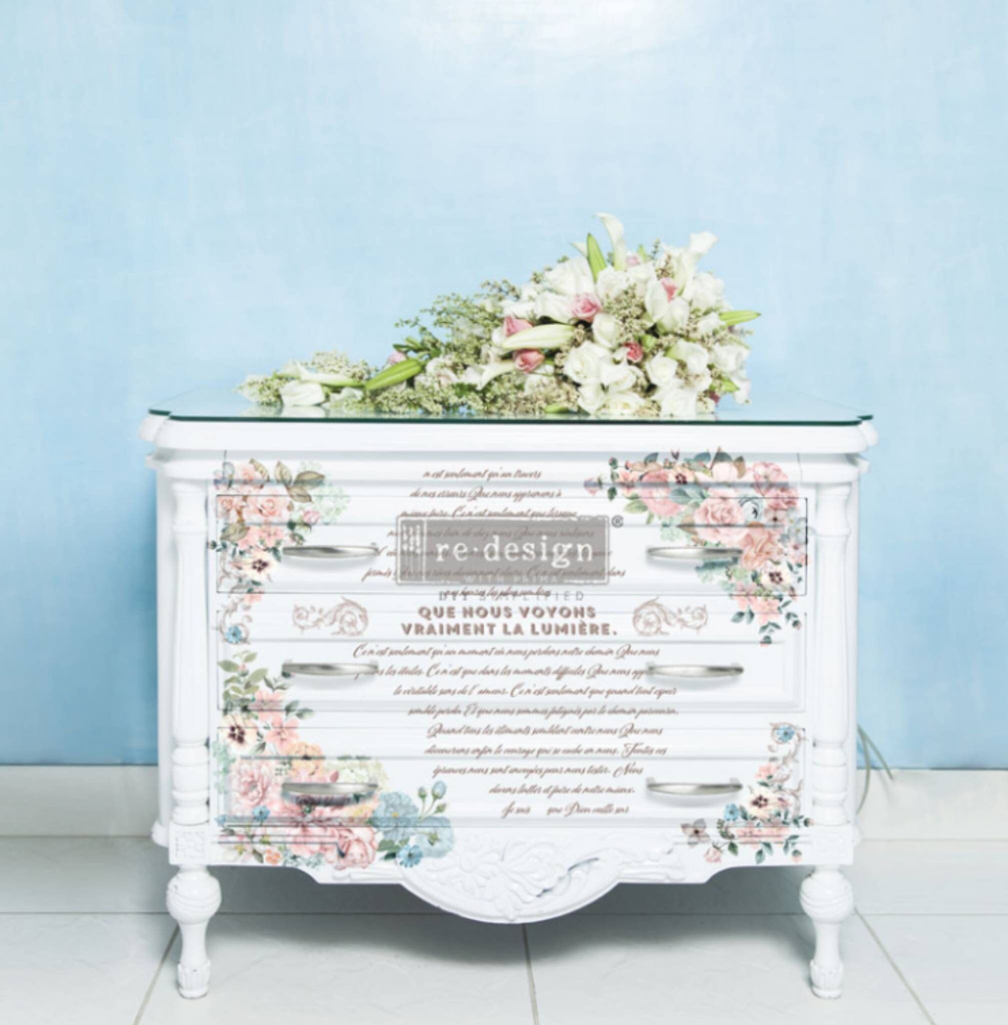 Redesign With Prima "pure Light Floral" Decor Transfer, Flowers, Quote ...