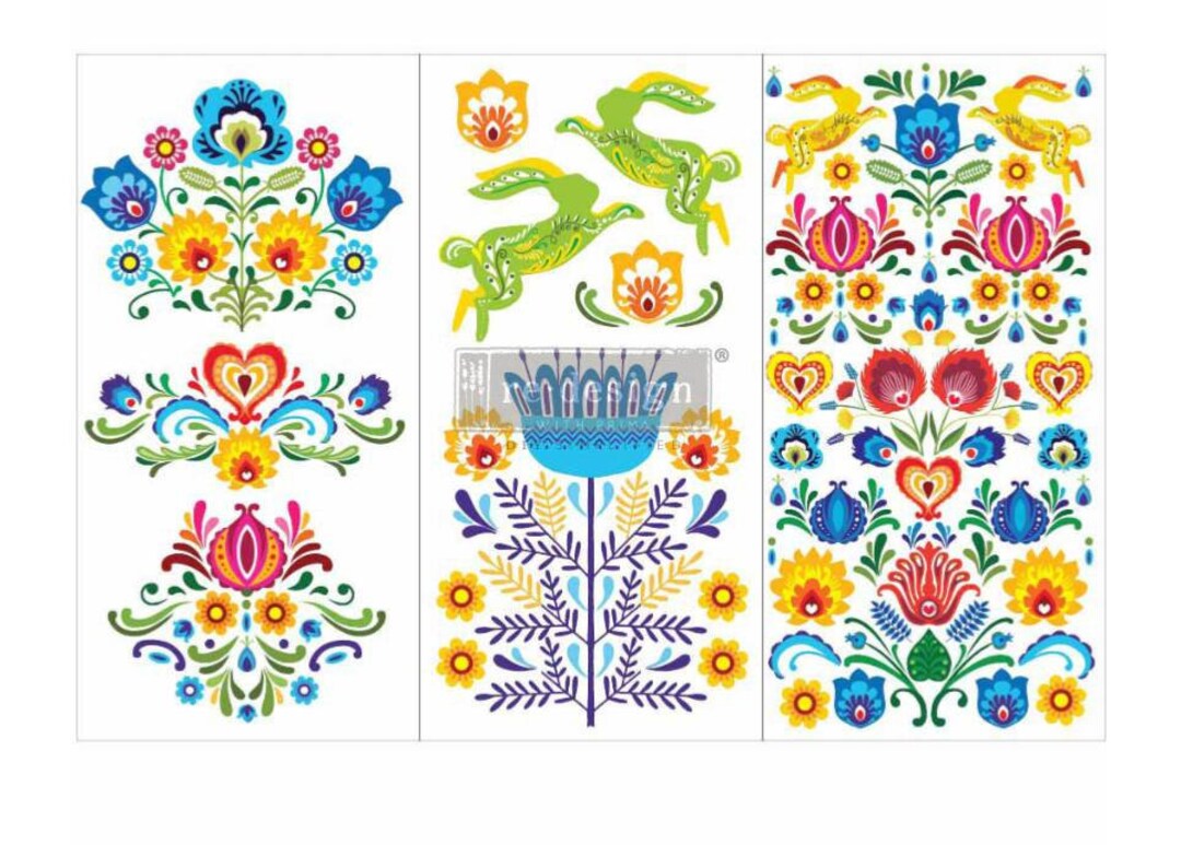 Redesign With Prima "floral Polish" Decor Transfer Small Rub on ...