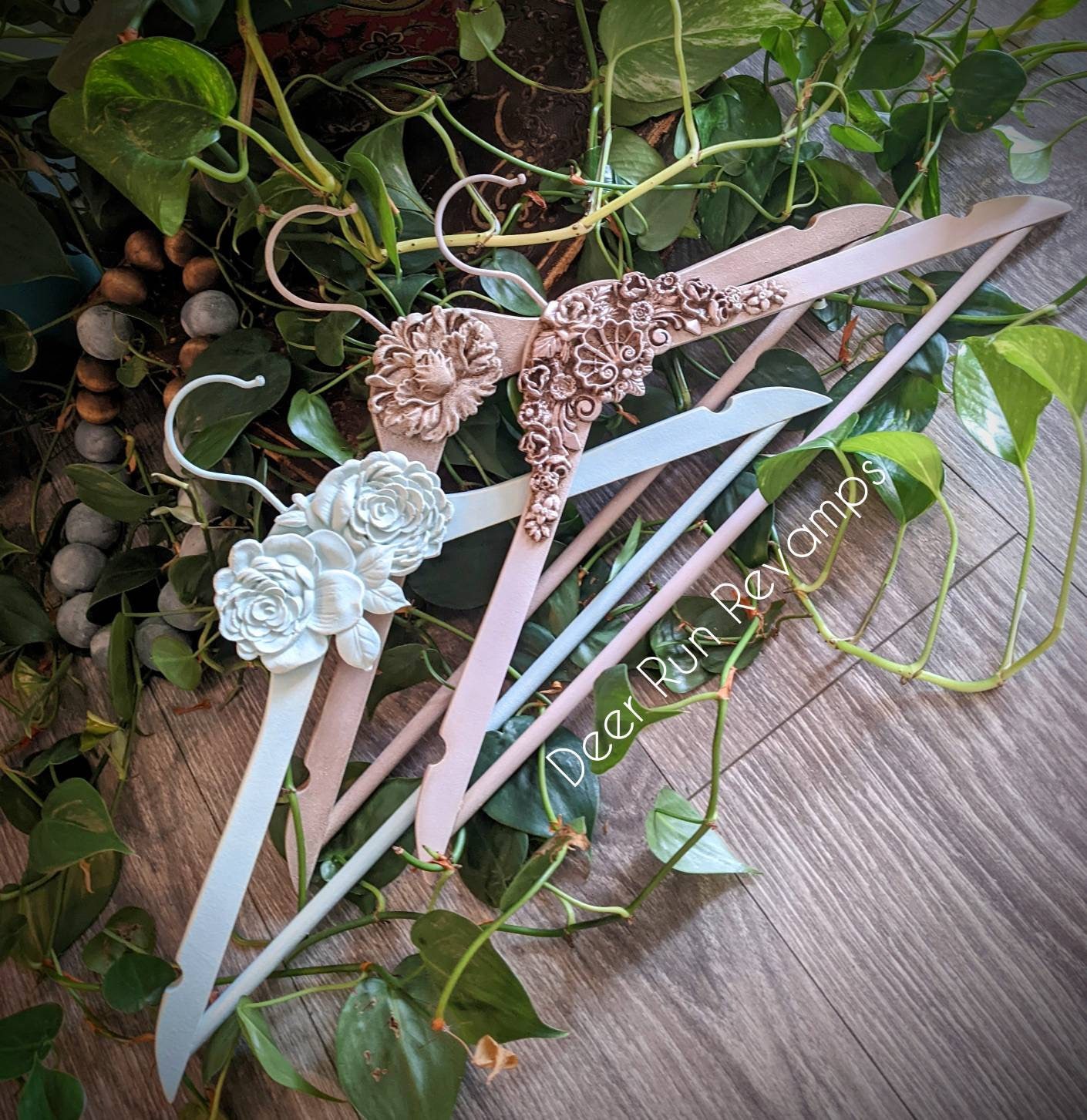 Hand Painted Wedding Dress Hanger With Flowers & Designs, Wooden ...